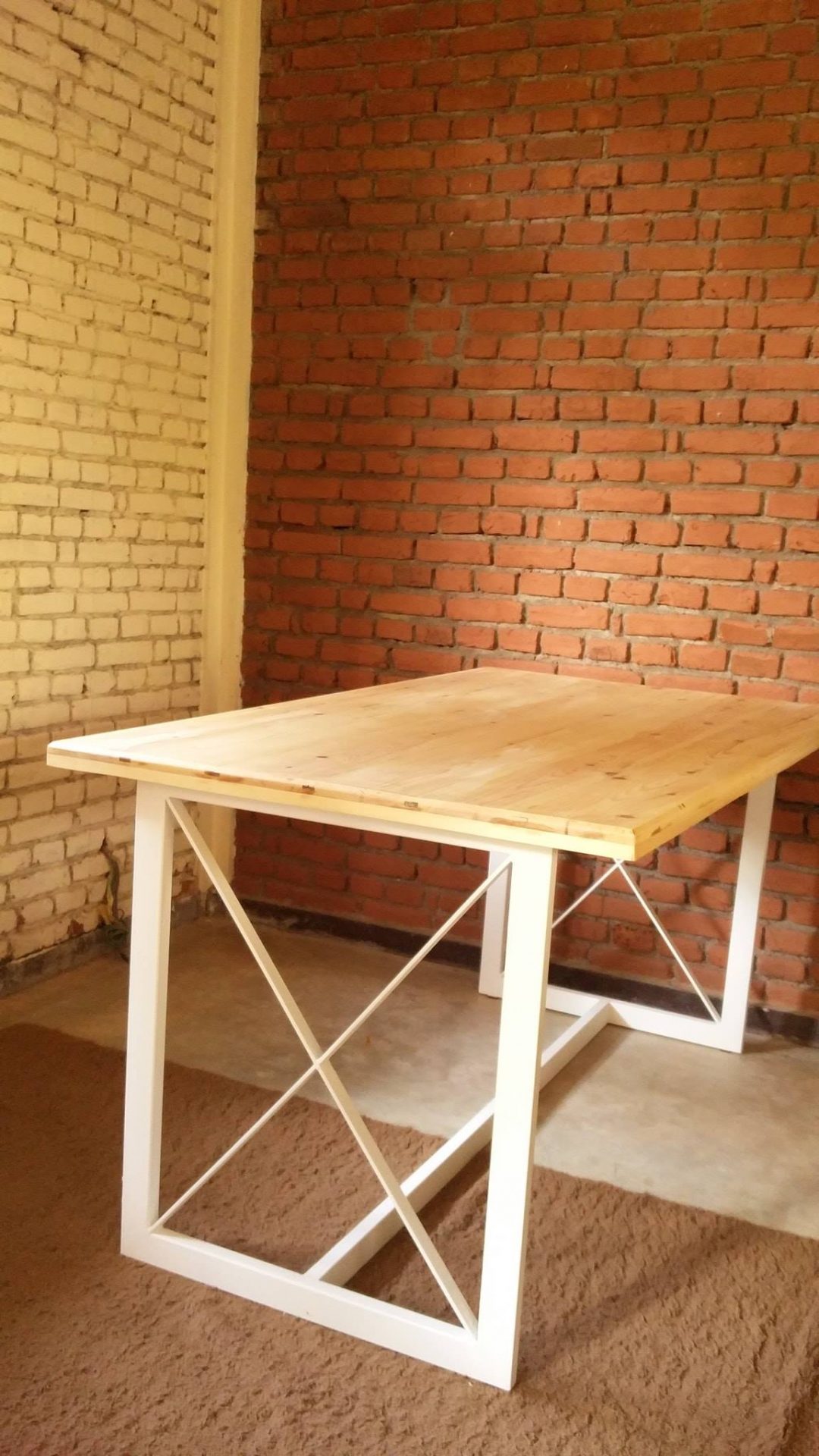 Metal framework and pinewood top Table | The Pine Studio