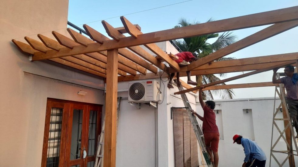 Douglas Fir & Pinewood MIXED Wooden PERGOLA installed in Negombo | The ...