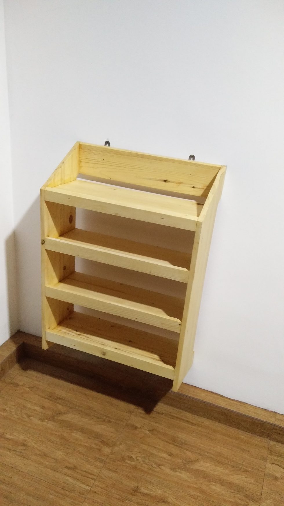 Custom made wall mounted shoe rack | The Pine Studio